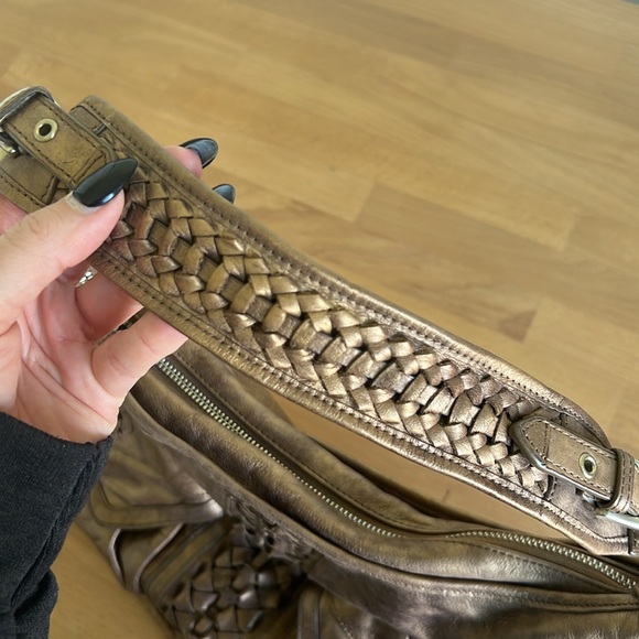 Junior Drake | Bags | Junior Drake Gold Metallic Hobo Braided Leather ...